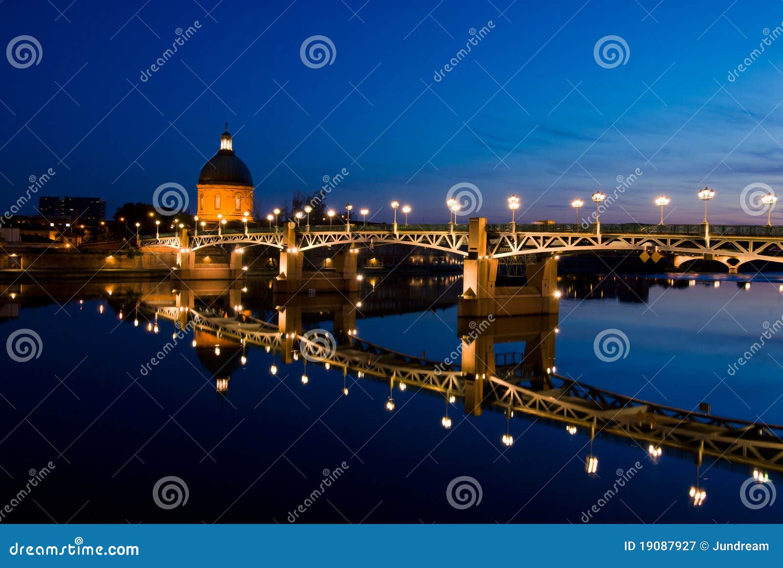 The Night Piece of Garonne River Stock Image - Image of card, bridge ...