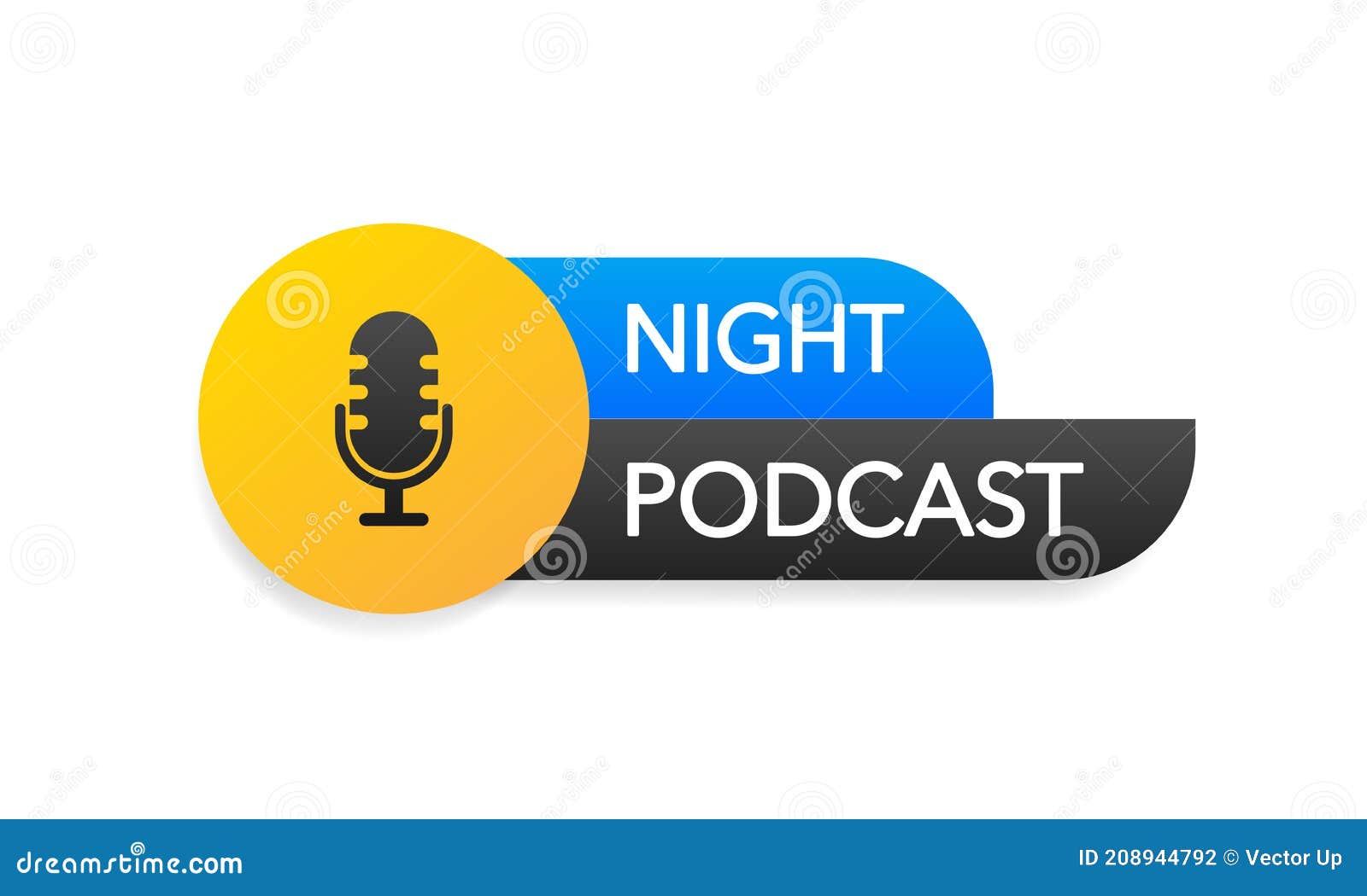 Night Podcast. Badge, Icon, Stamp, Logo. Vector Illustration. Stock ...