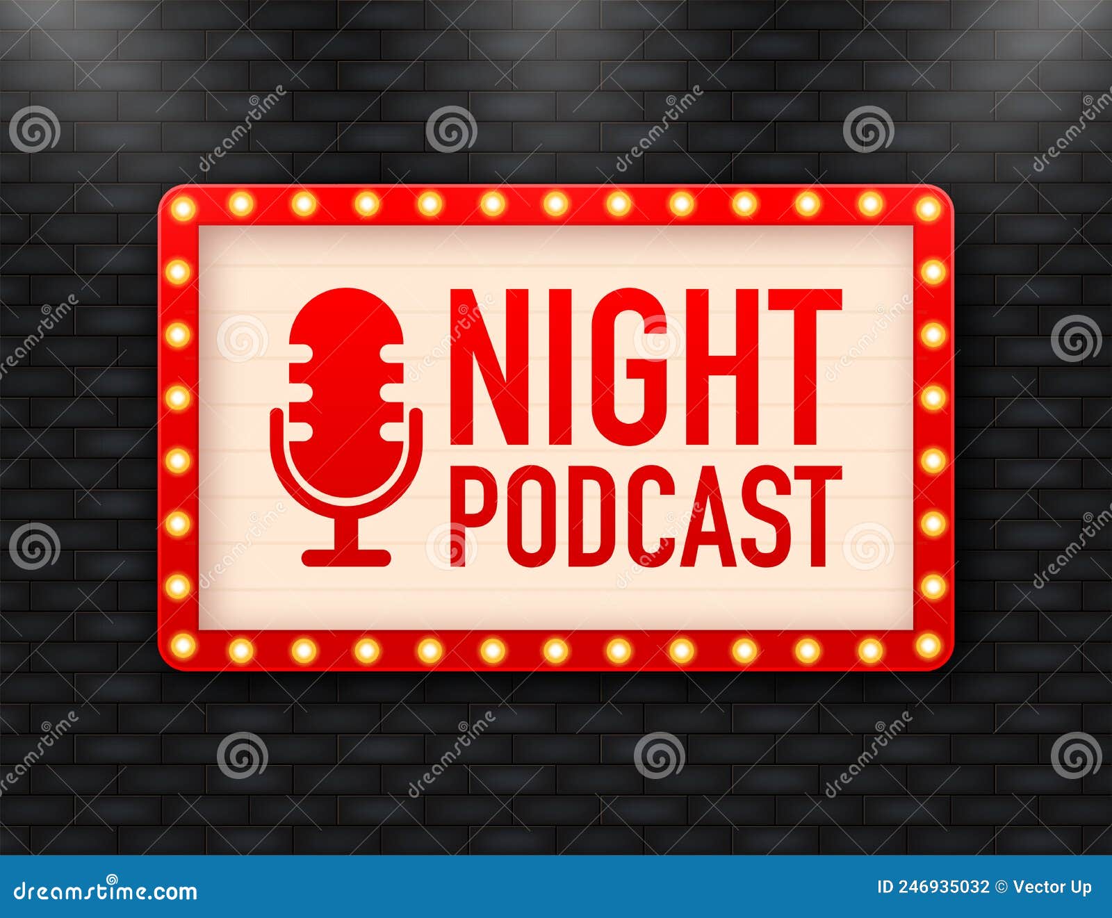 Night Podcast Neon Icon, Vector Symbol In Flat Isometric Style Isolated ...