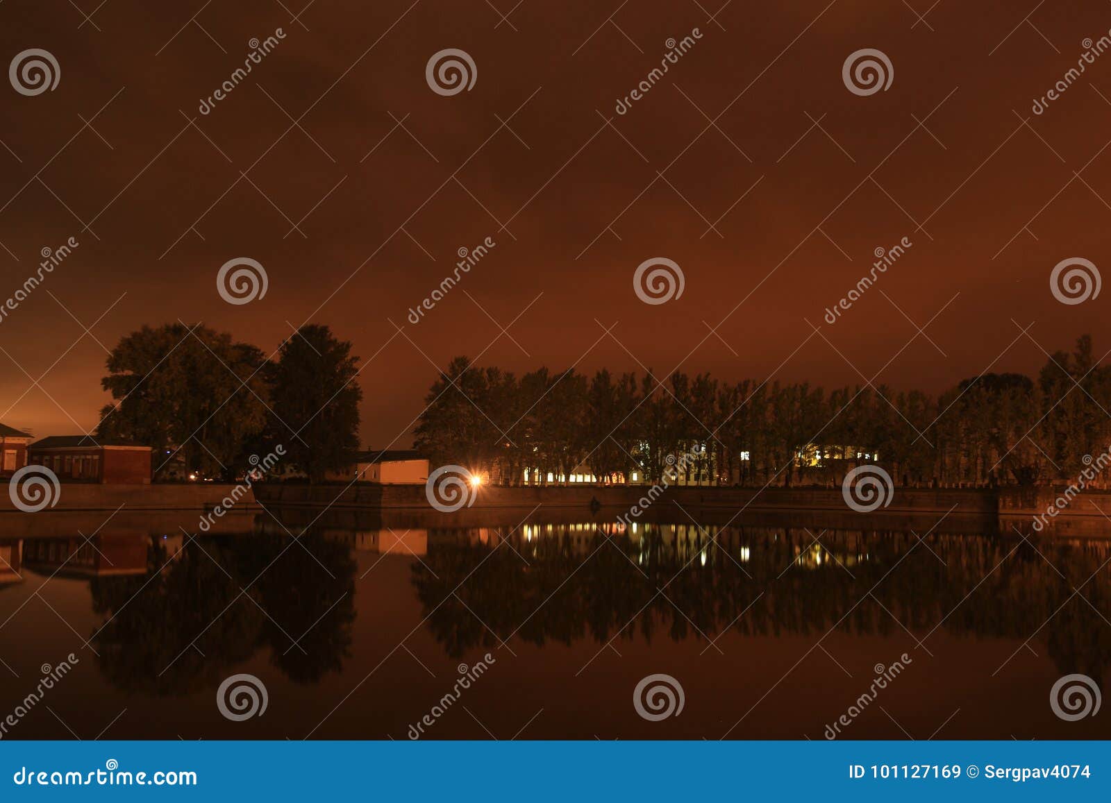 Night pond stock image. Image of forest, outdoors, lights - 101127169