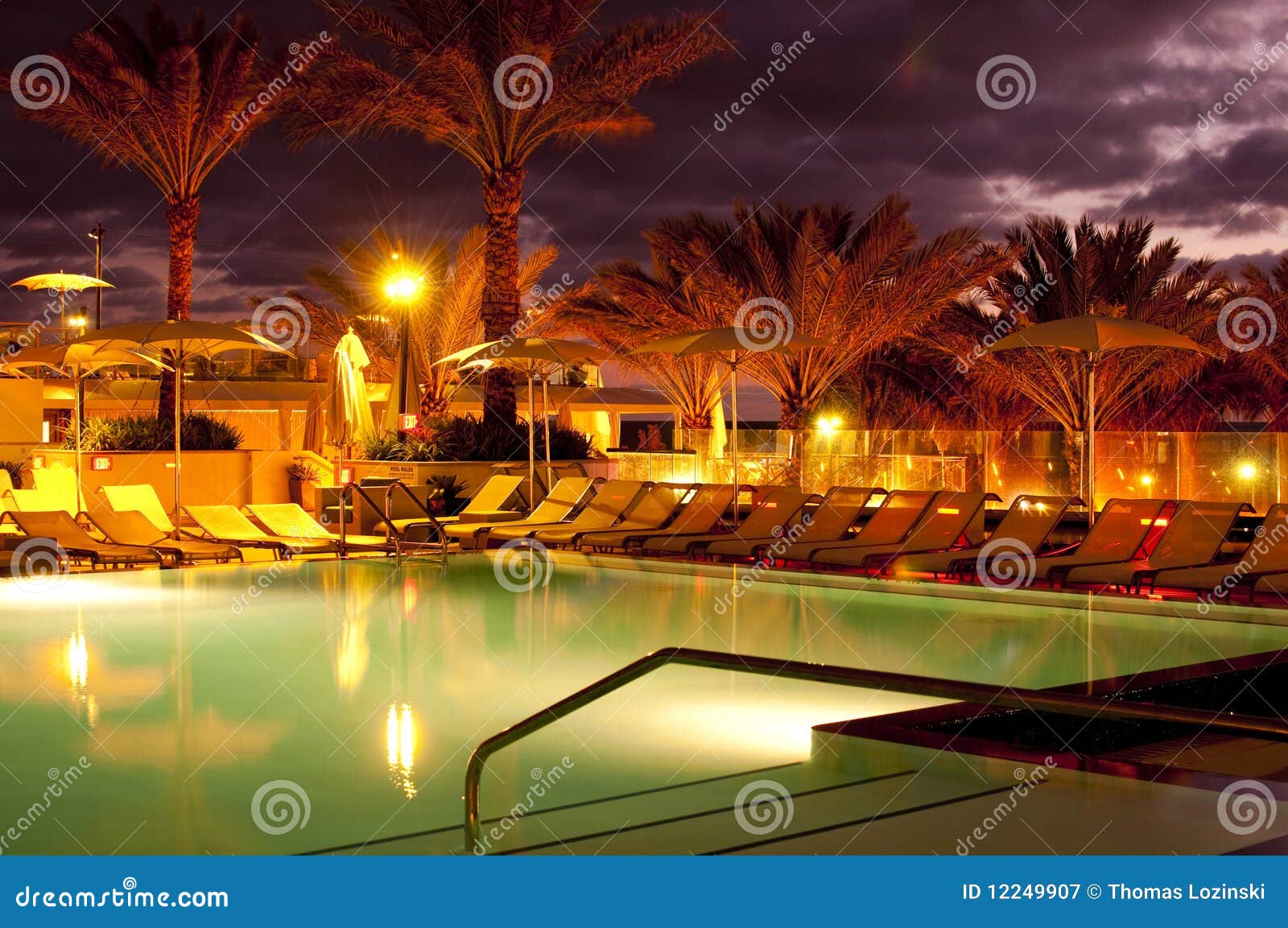 Night Pool stock image. Image of mood, night, home, chairs - 12249907