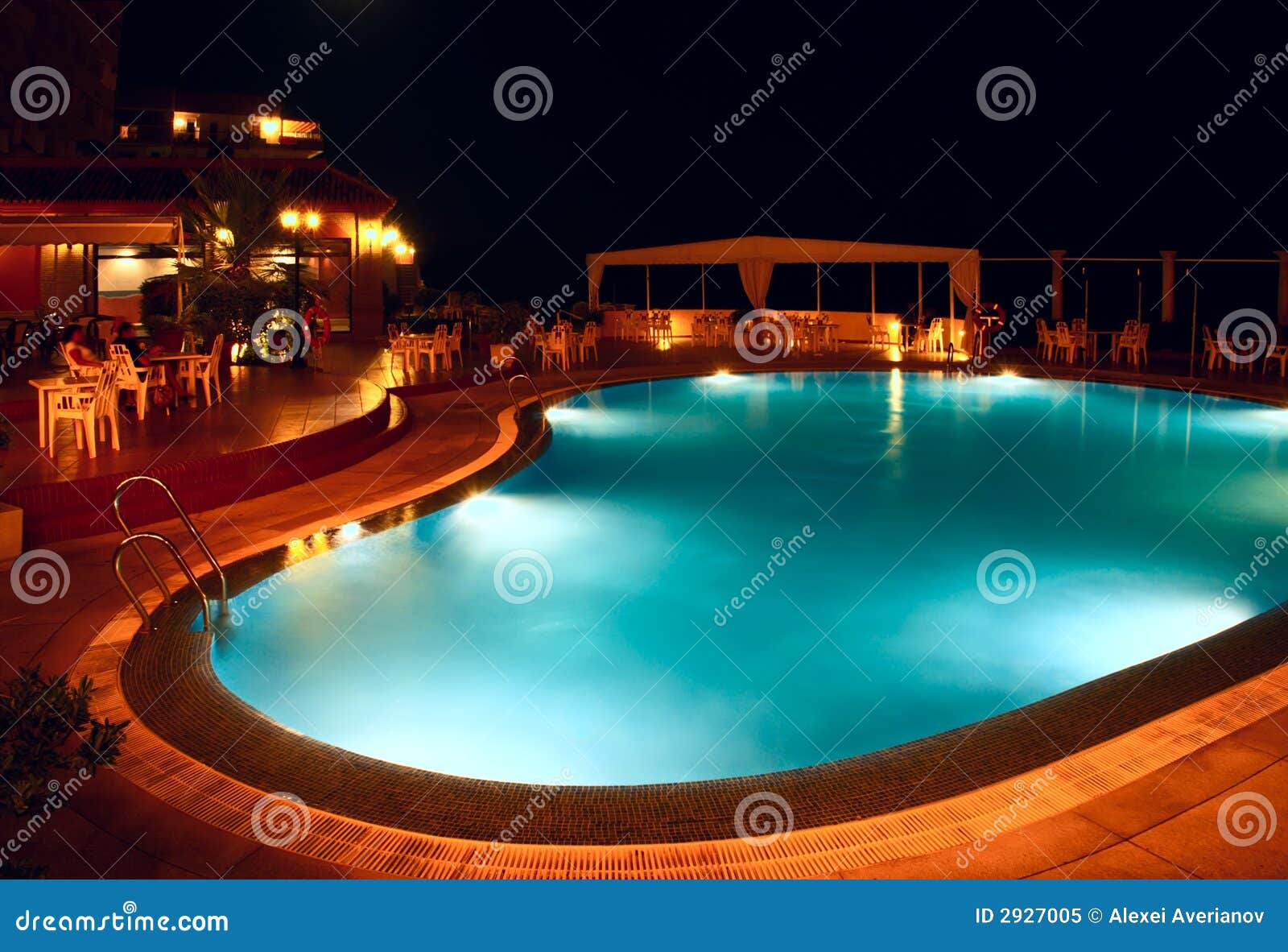 Night pool stock image. Image of blue, resorts, illuminated - 2927005