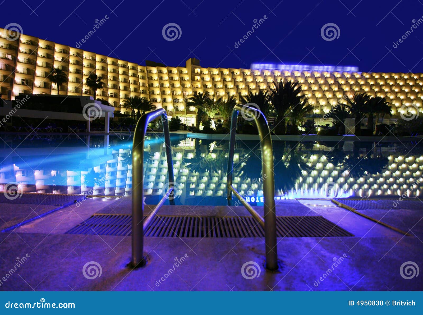 Night Pool in the Luxury Hotel Stock Photo - Image of canaries, front ...