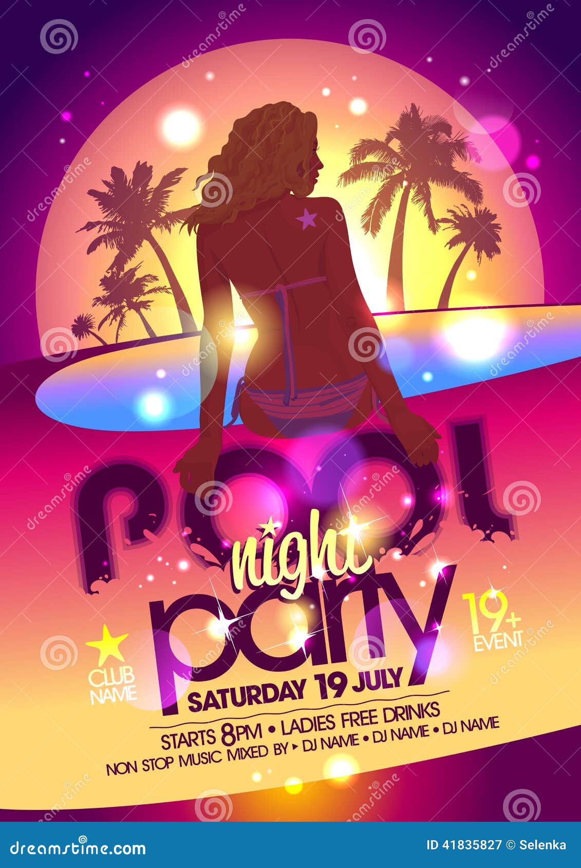 Pool Party Poster, Banner, Invitation. Summer Brochure With Inflatable ...