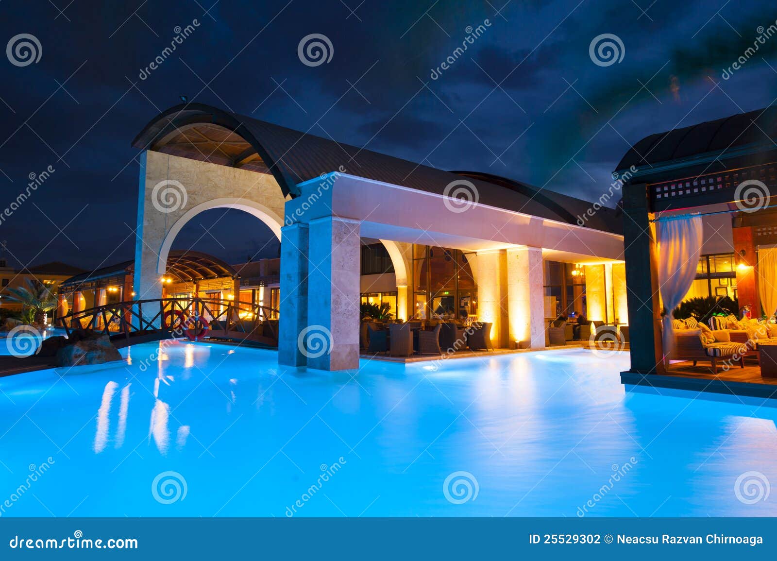 Night Pool Side of Rich Hotel Stock Photo - Image of hotel, abundance ...