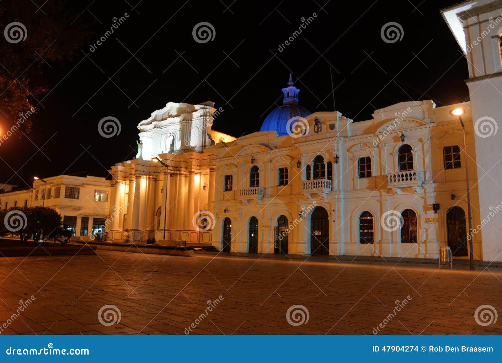 Night in Popayan Colombia stock photo. Image of landmark - 47904274