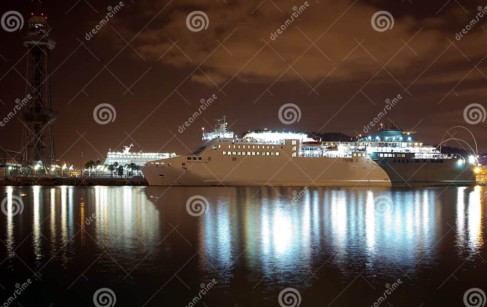 Night port ferry stock photo. Image of journey, skyline - 29076084