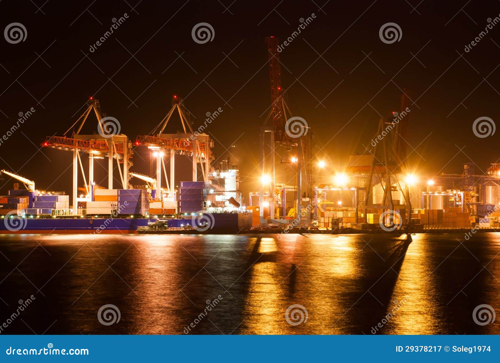 Night port and ship stock image. Image of port, commerce - 29378217