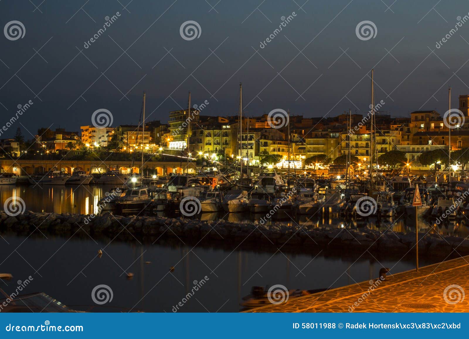 Night port stock photo. Image of europe, houses, night - 58011988