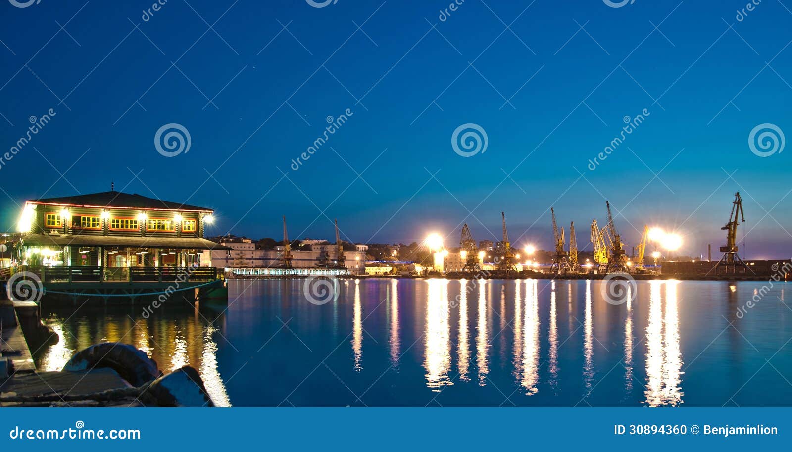 Night Port stock photo. Image of building, landmark, moon - 30894360
