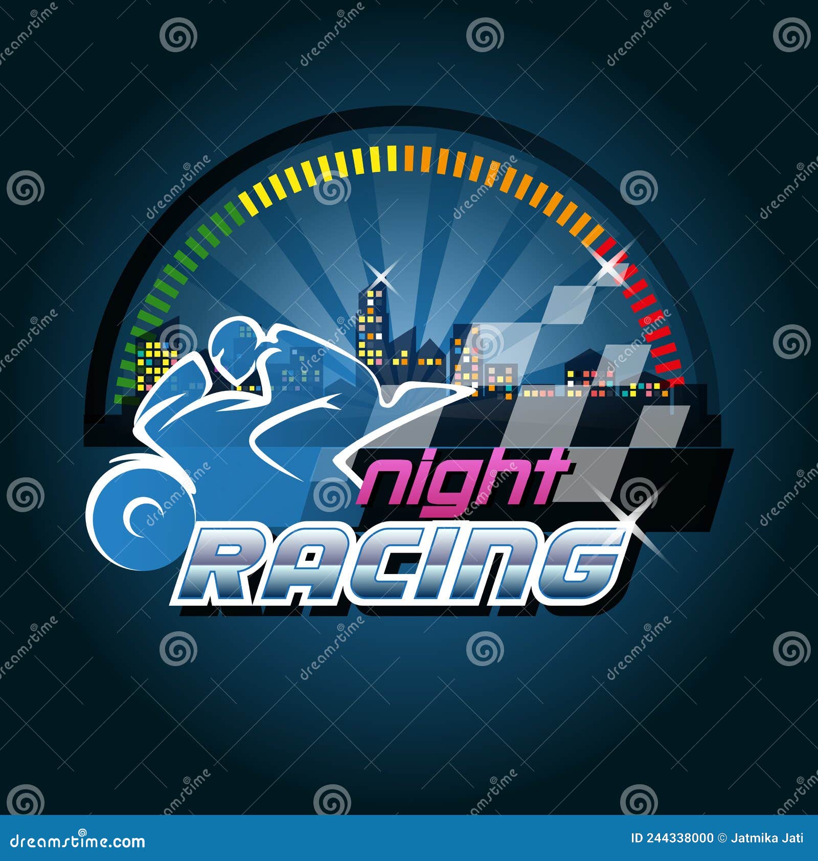 Night Racing stock vector. Illustration of checkered - 244338000