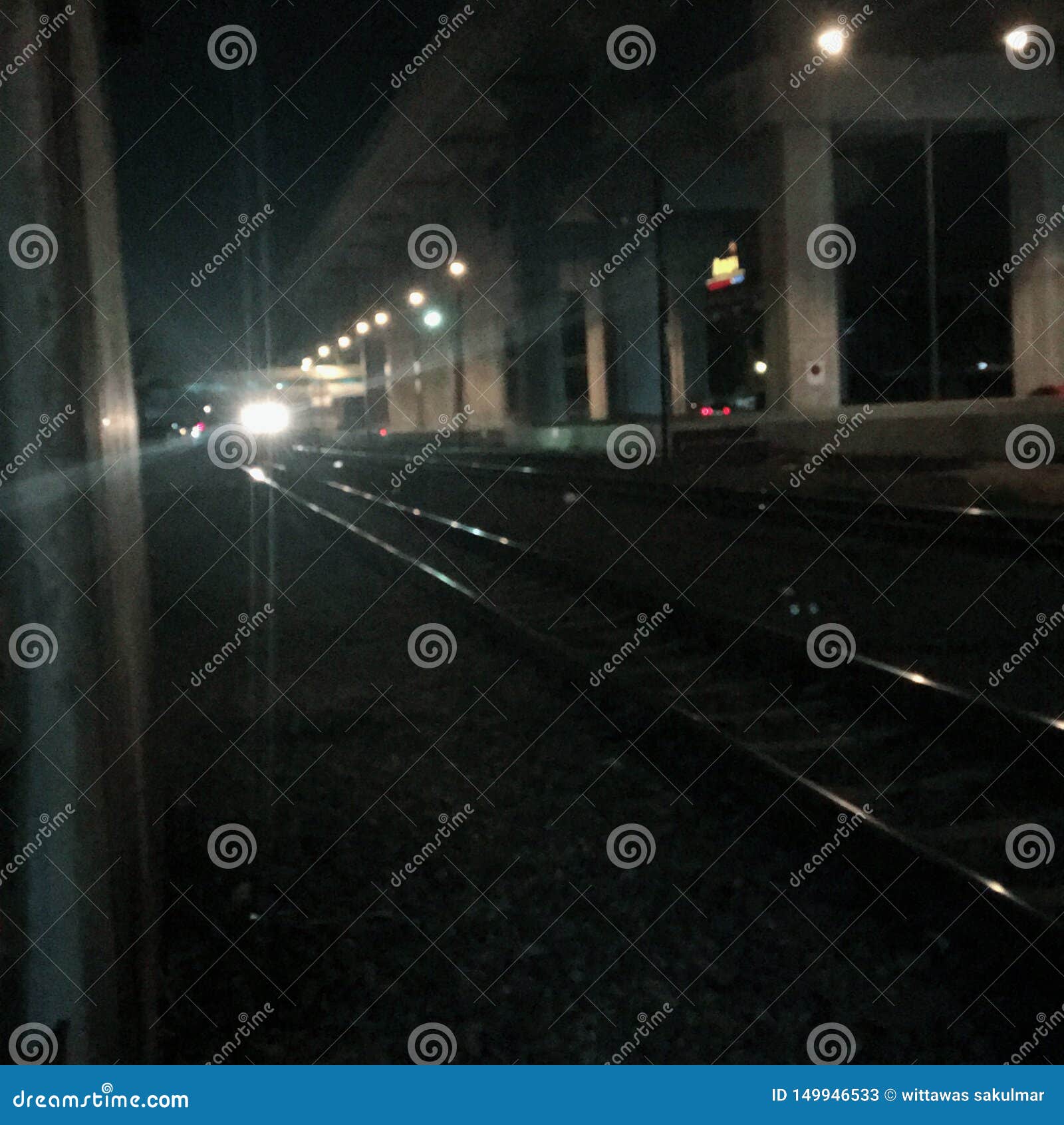 Night Railway. Night Train. Night Station. Nice View Of The Railway ...