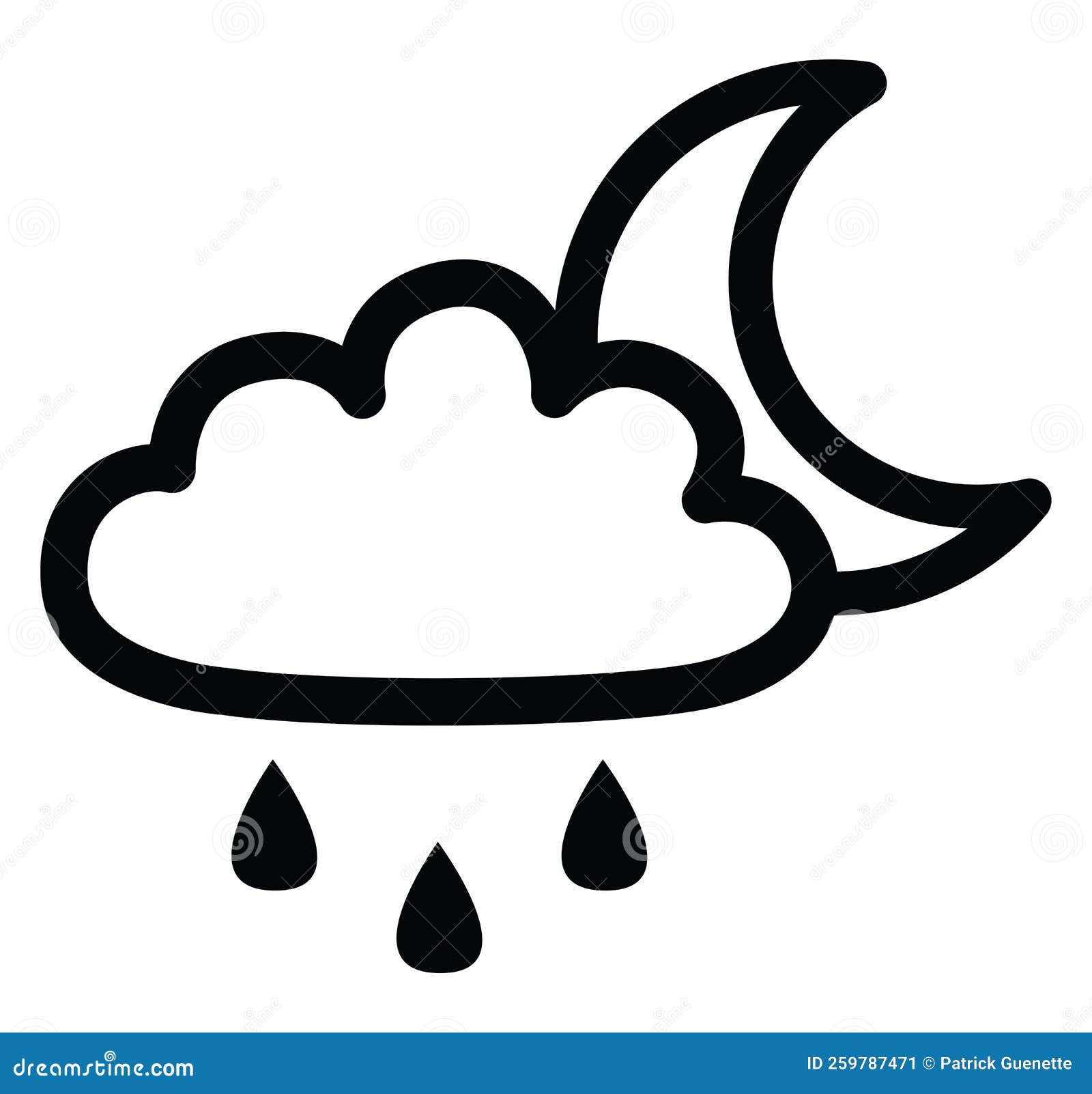 Night rain, icon stock vector. Illustration of climate - 259787471