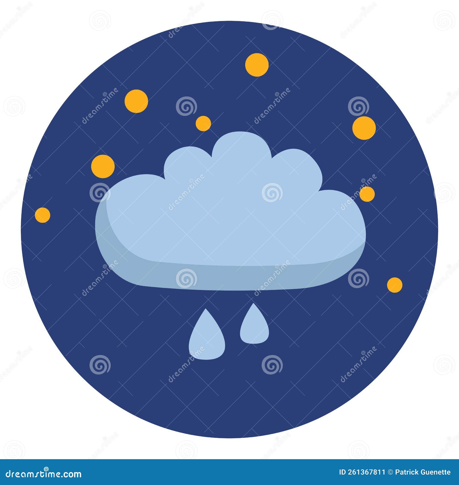 Night rain, icon stock vector. Illustration of autumn - 261367811