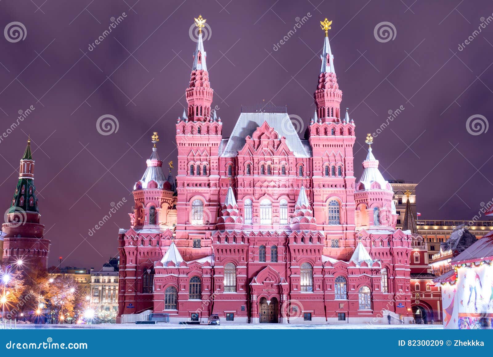 Night red square in winter stock image. Image of outdoor - 82300209