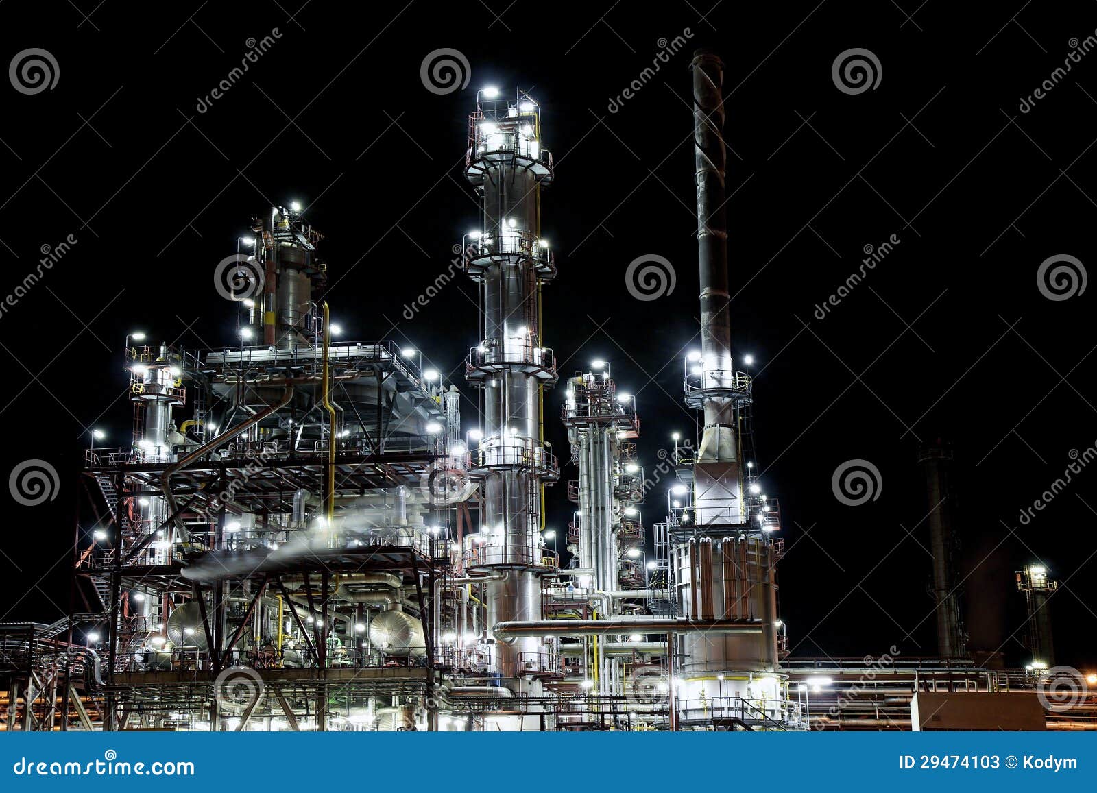 Night Refinery Factory for Petrol Production Stock Image - Image of ...