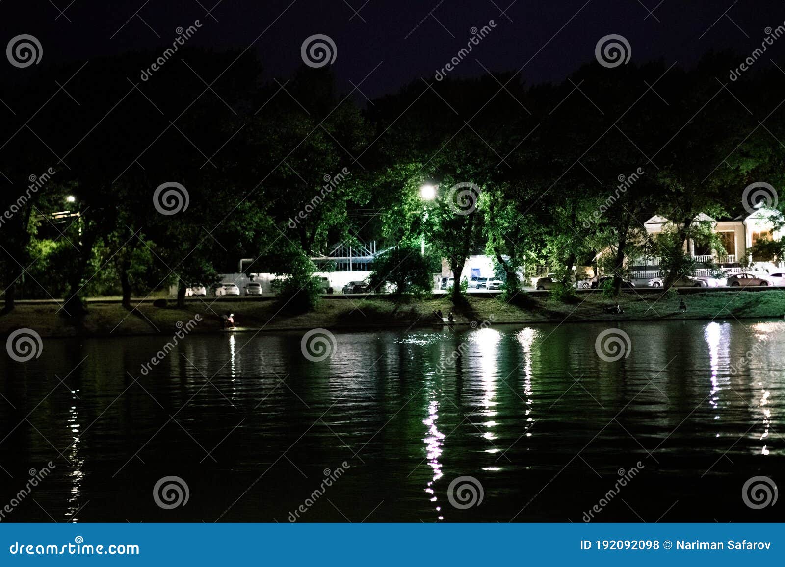 Night Reflection in the Water Stock Photo - Image of light, water ...