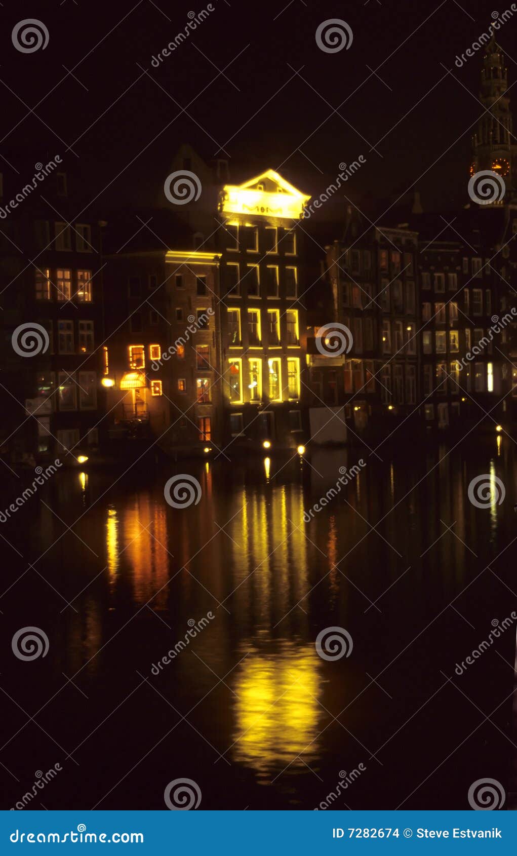 Night Reflections of House Lights Stock Photo - Image of house, water ...