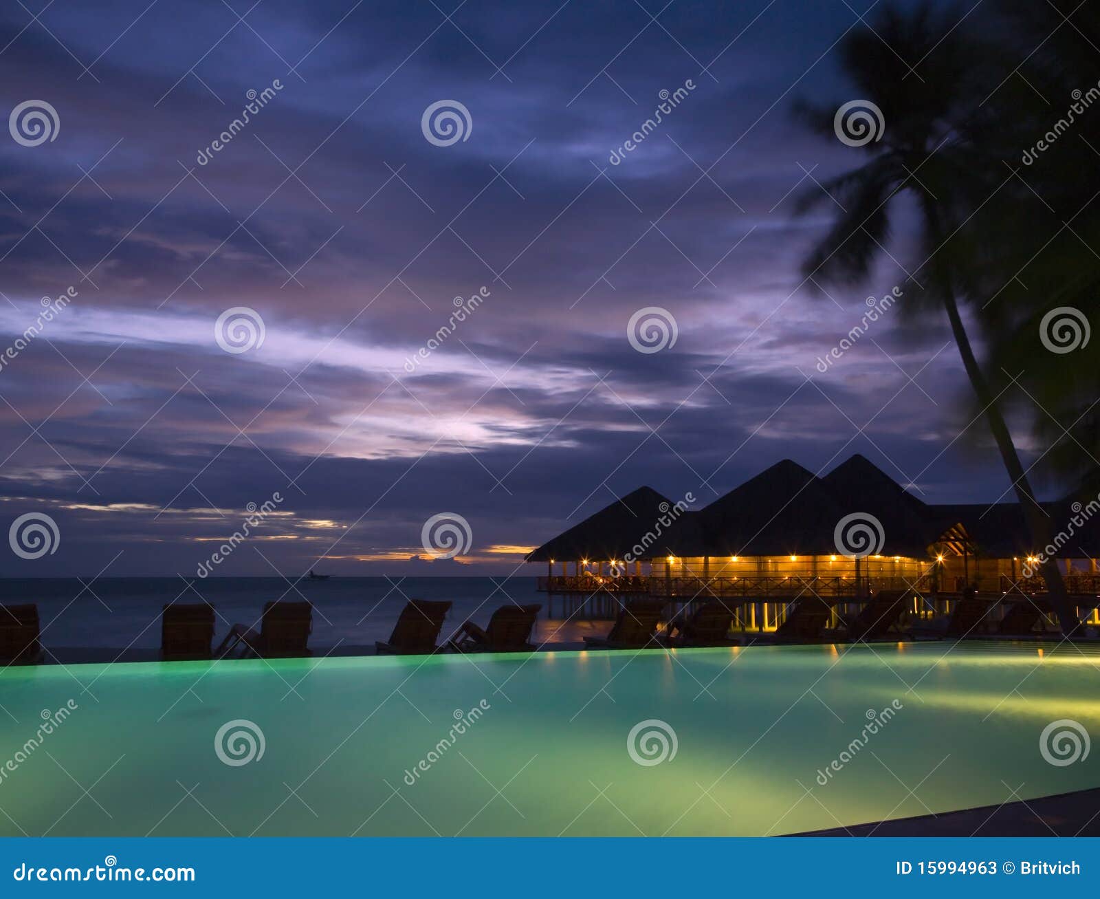 Night resort stock image. Image of resort, ocean, beach - 15994963