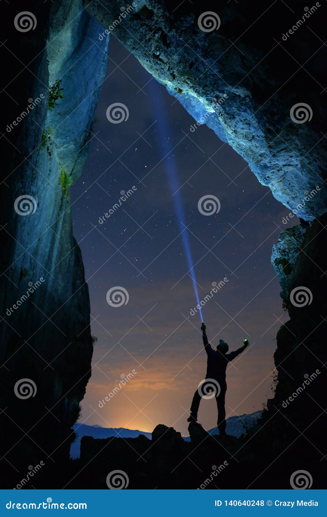 Night Review and Adventure in a Dark Cave Stock Photo - Image of ...