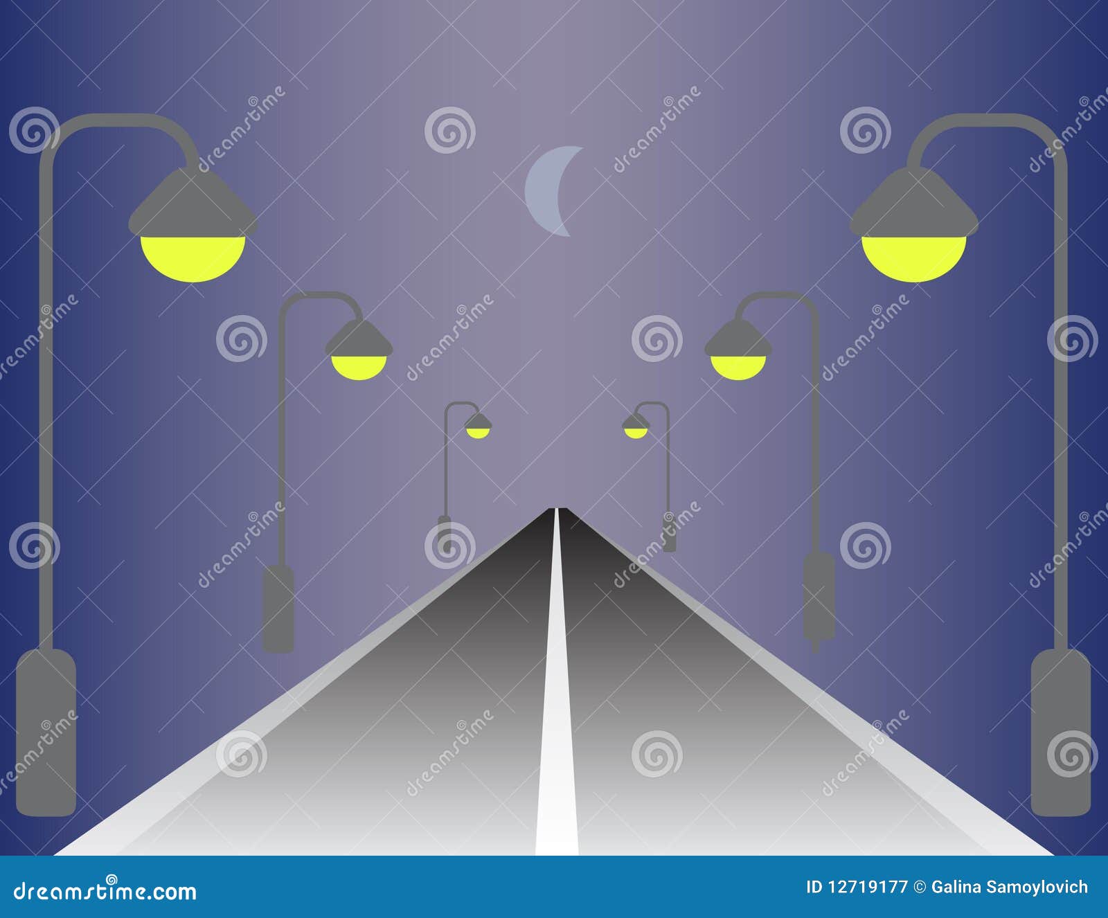 At night the road stock vector. Illustration of road - 12719177