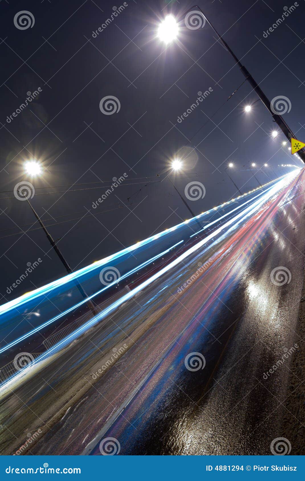 Night road. stock photo. Image of motion, fast, blur, rainy - 4881294