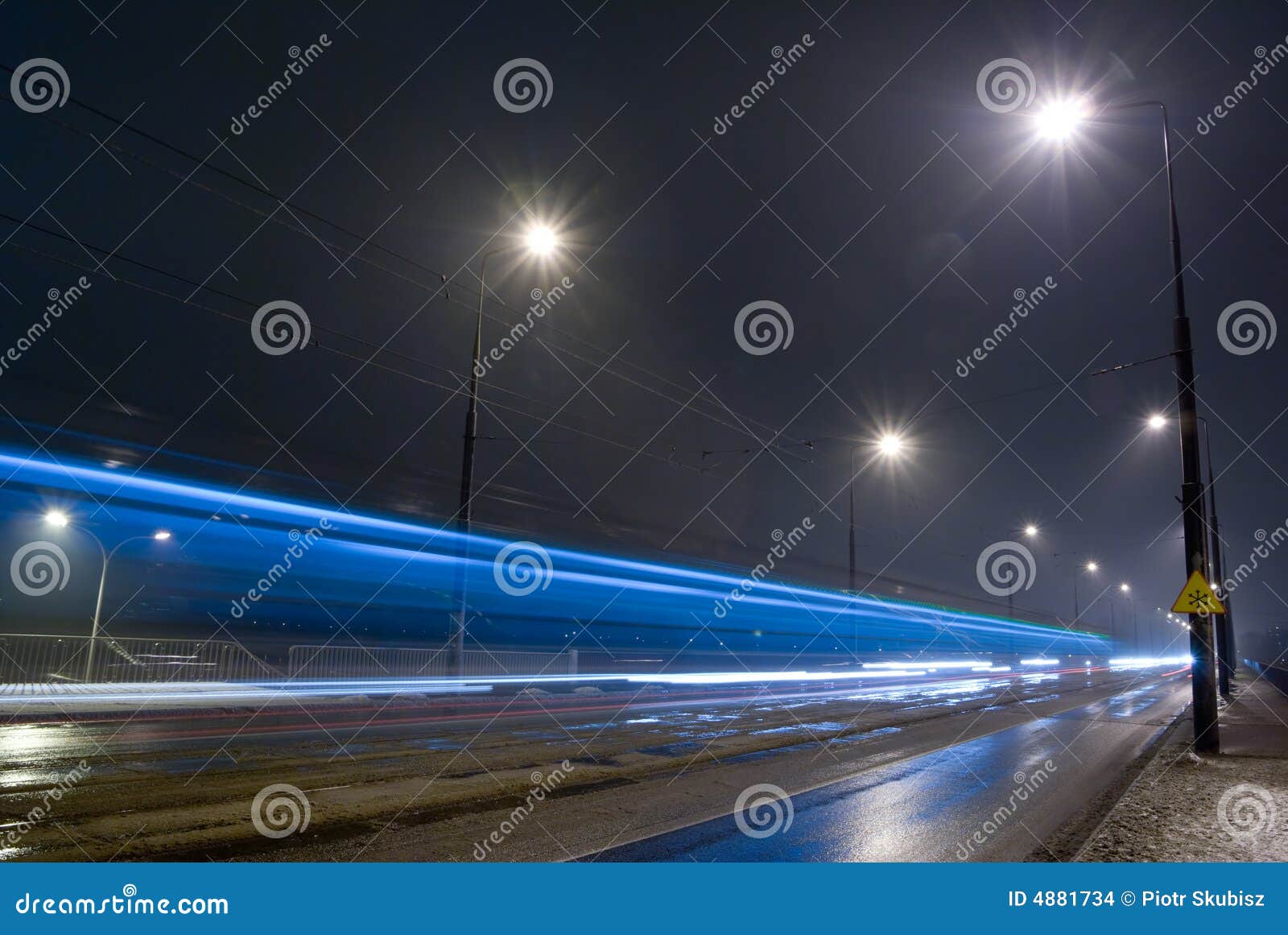 Night road. stock photo. Image of post, road, rainy, transportation ...