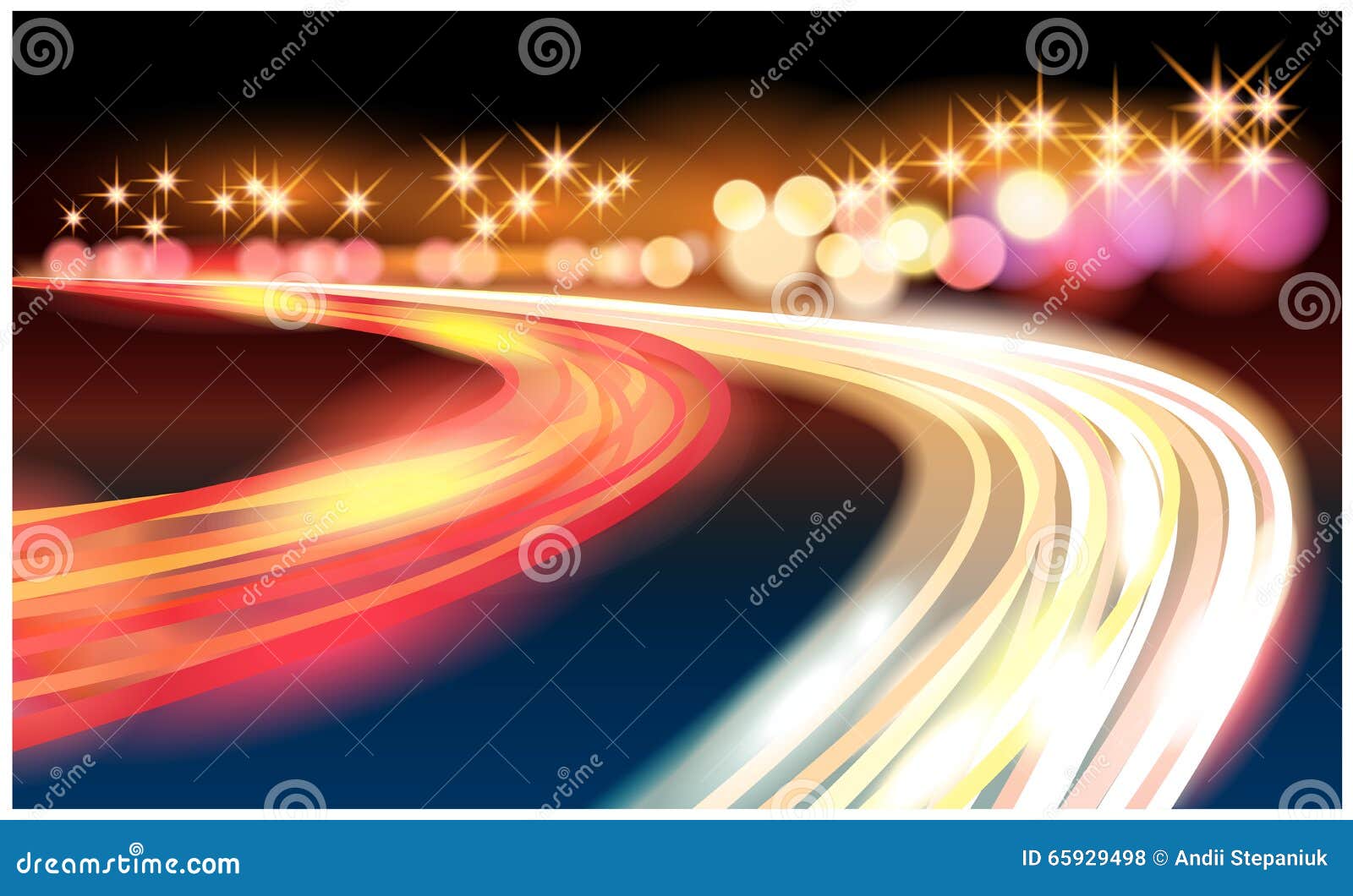Night road stock vector. Illustration of nightlife, dusk - 65929498
