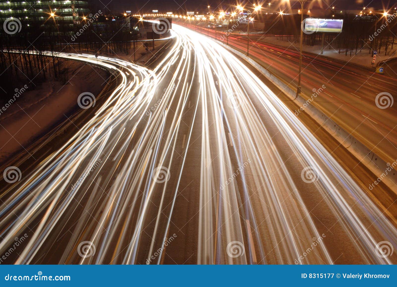 Night Road and Fires of Cars Stock Image - Image of dusk, lane: 8315177