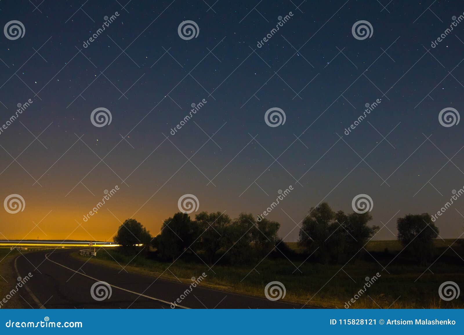 Night with a Road and a Starry Sky Stock Image - Image of astronomy ...