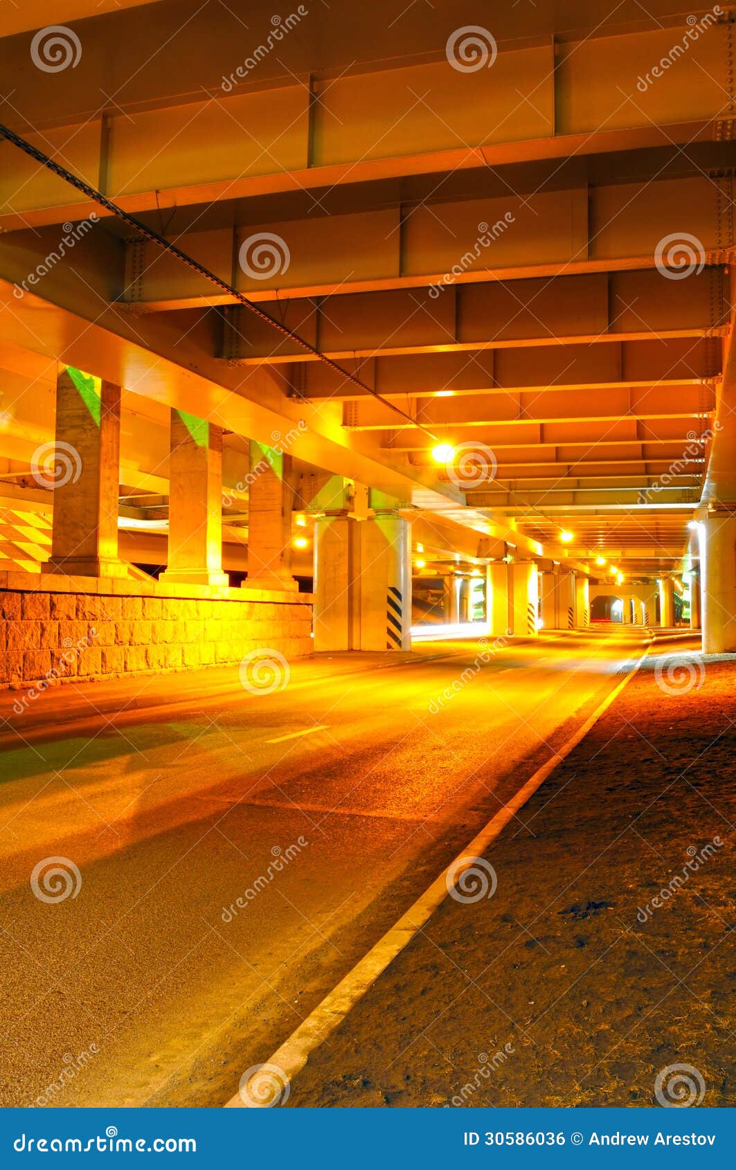 Night Road Under the Bridge Stock Photo - Image of outdoors, travel ...