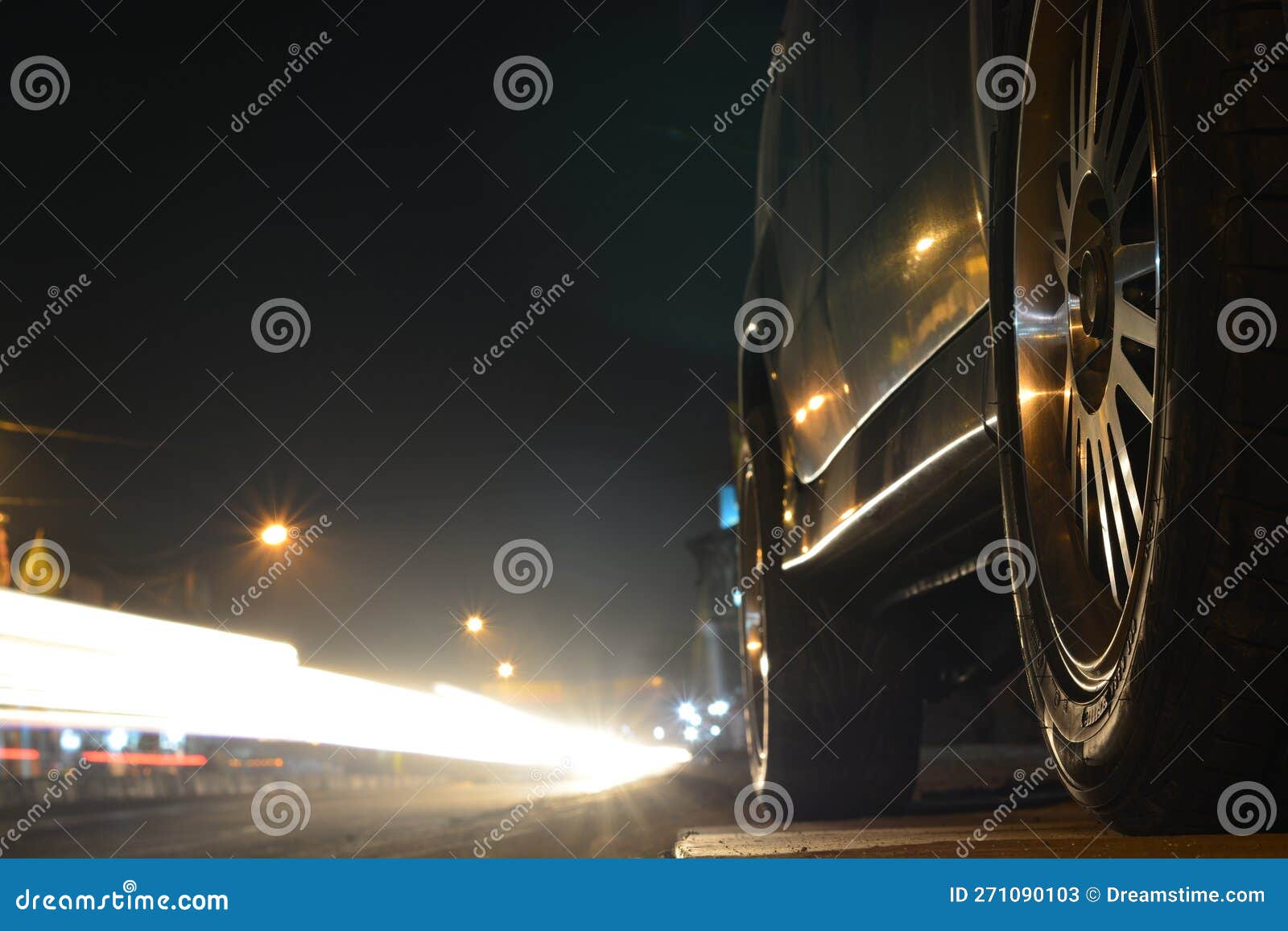 Night Road / Wheel / Light / Slash Stock Image - Image of slash, light ...