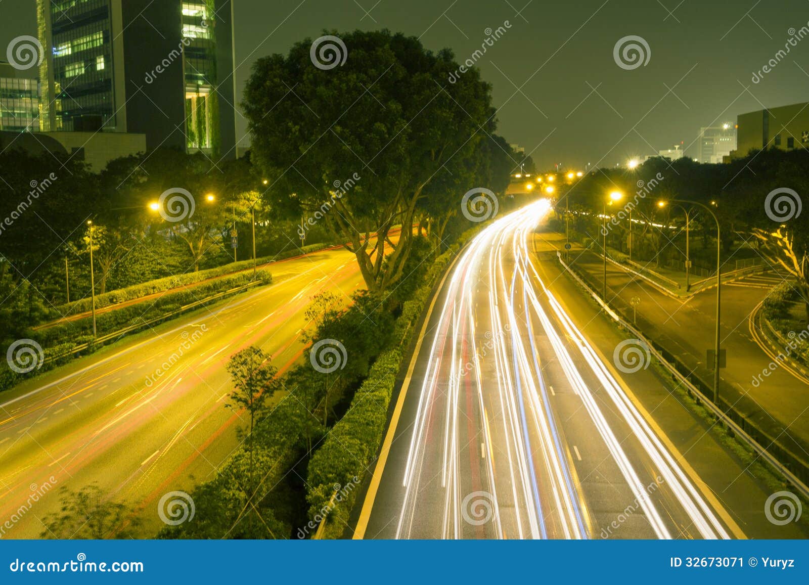 Night roads stock image. Image of night, tree, road, singapore - 32673071