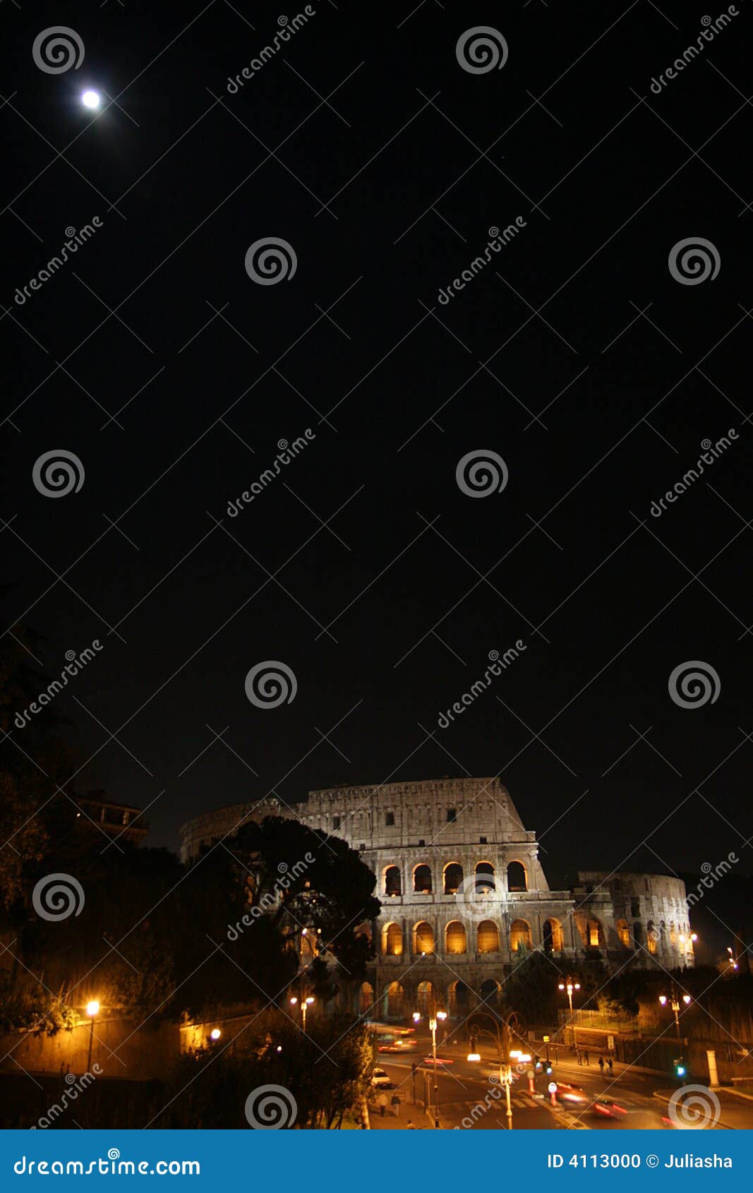 Night Rome stock photo. Image of moon, circle, colosseum - 4113000