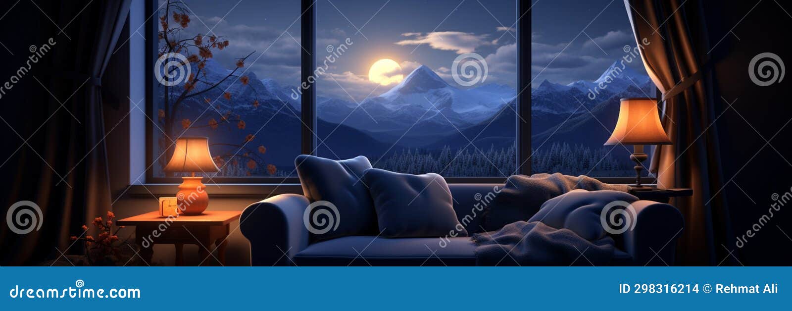 Night Room Interior View Night Studio Abstract Background_ Stock ...