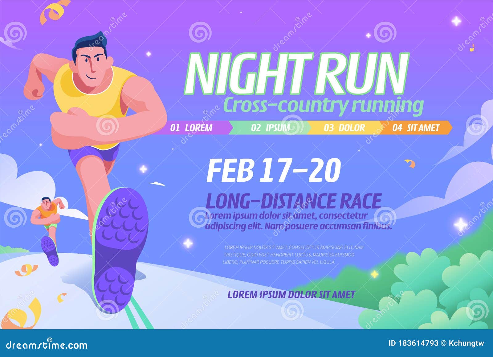 Night Run Event Illustration Stock Vector - Illustration of bush ...