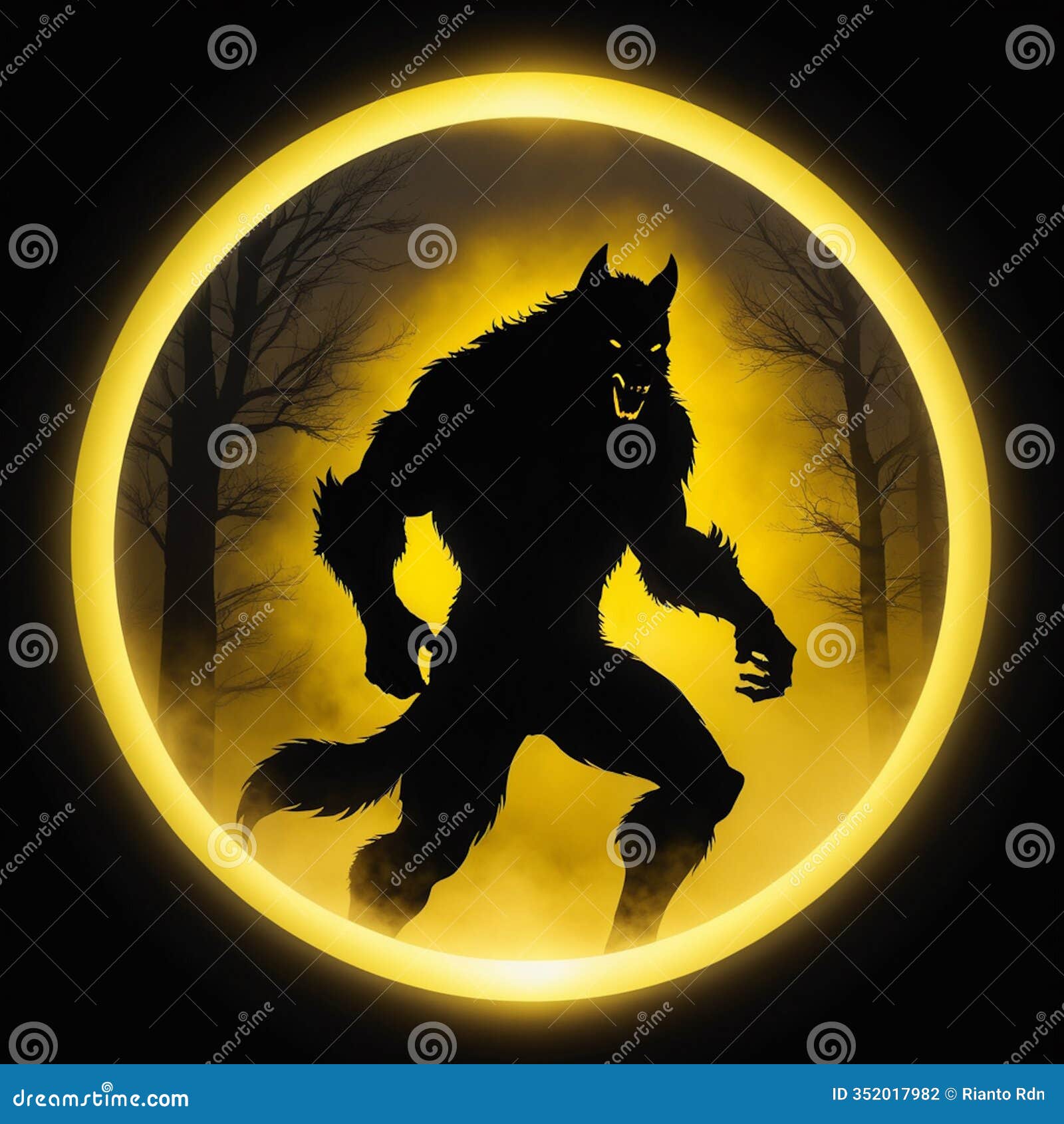 Night S Transformation: Silhouette of a Werewolf Stock Illustration ...