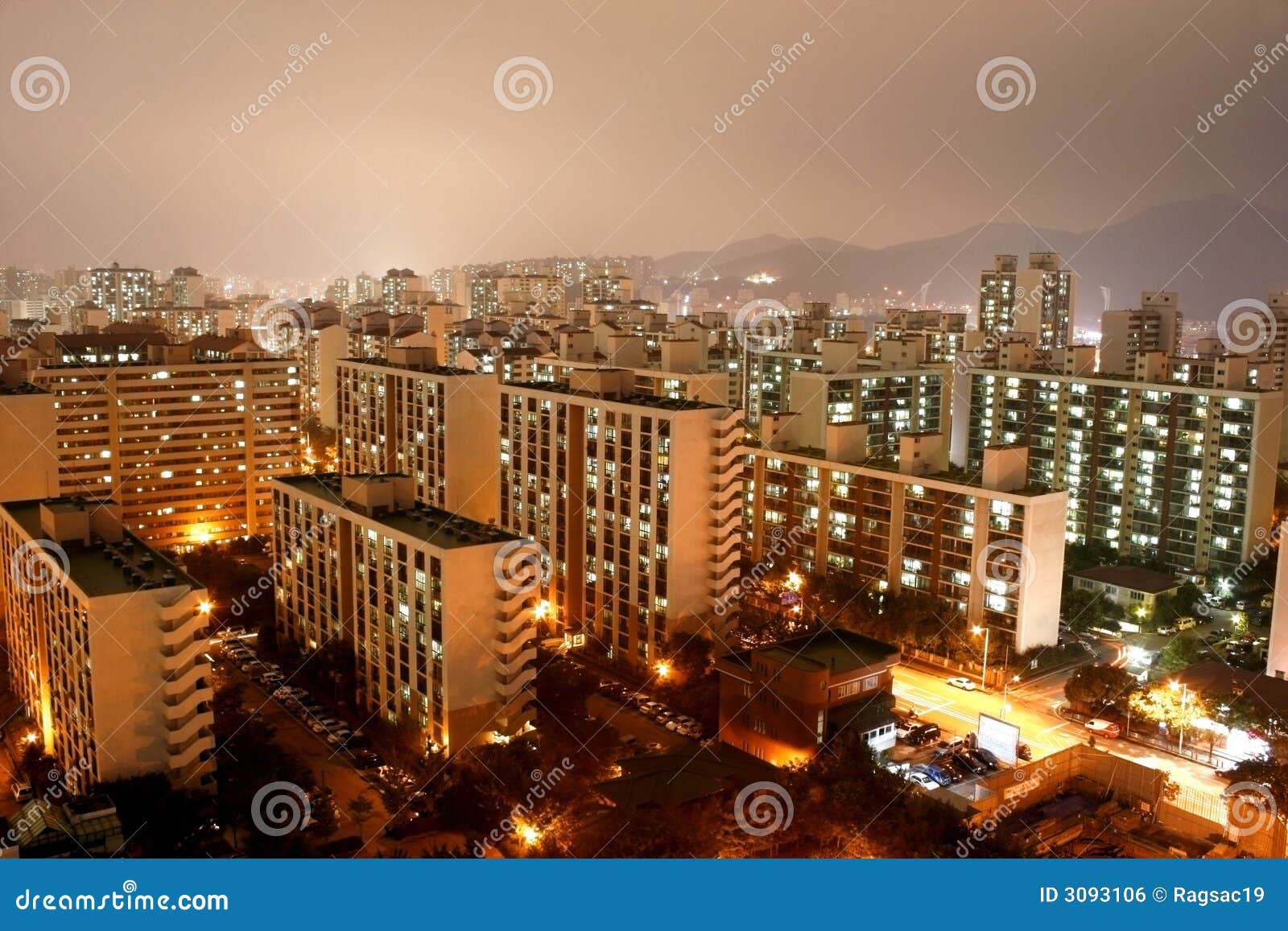 Night Scene stock photo. Image of night, apartment, windows - 3093106