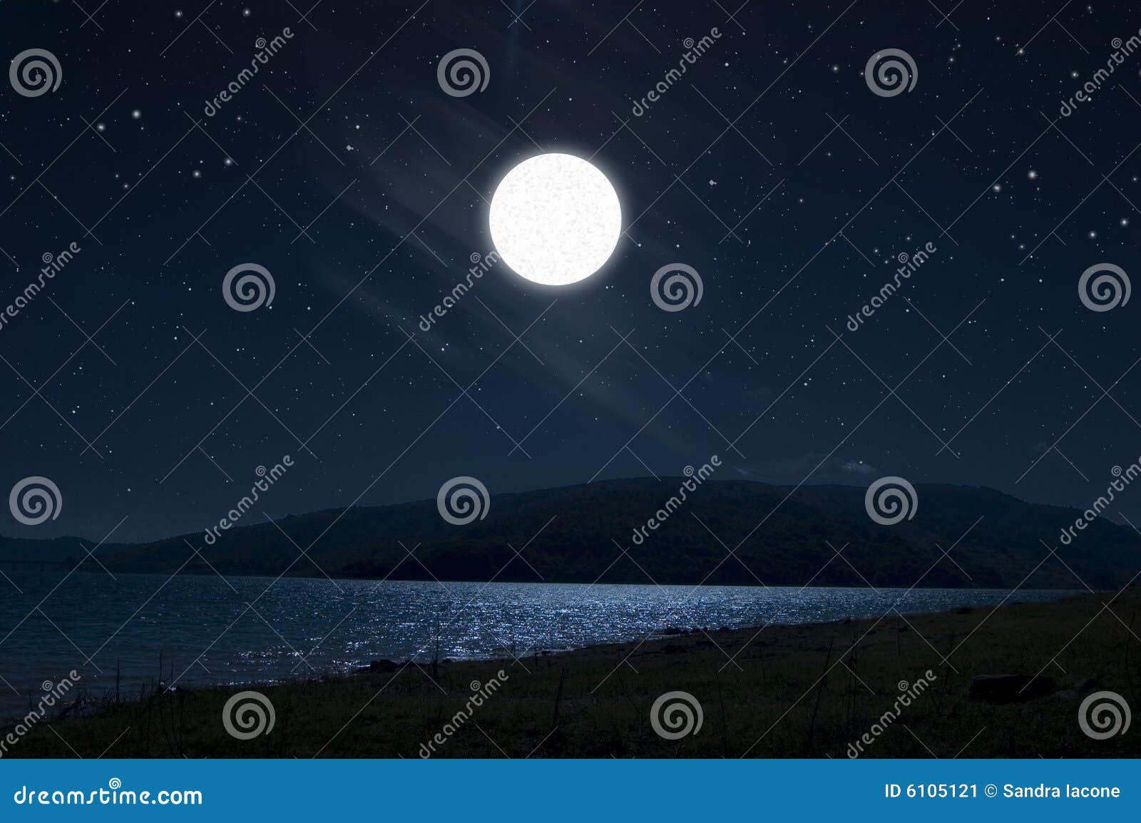Dark night full moon stock image. Image of lake, glowing - 6105121