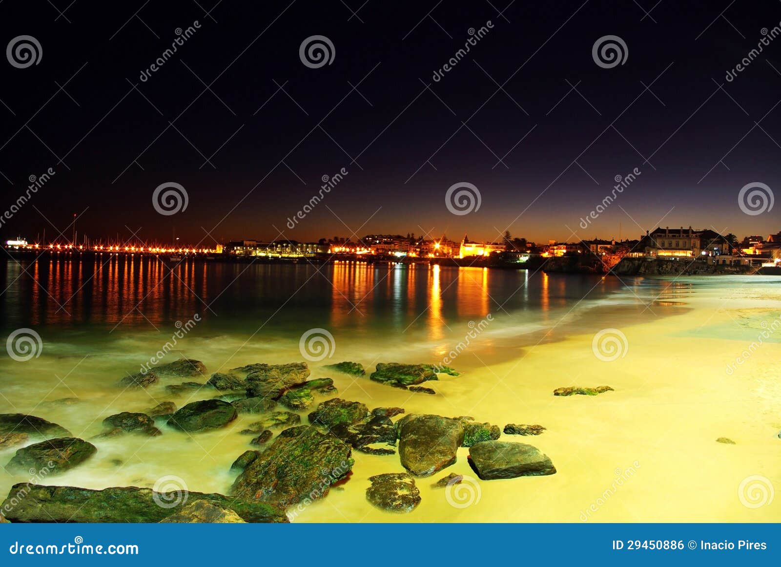 Night scene on beach stock photo. Image of scenic, evening - 29450886