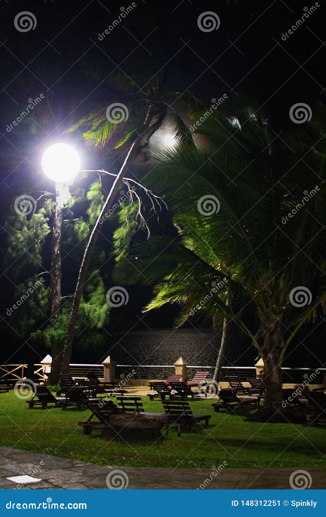 Night Scene by the Beach with a View of the Ocean Stock Image - Image ...