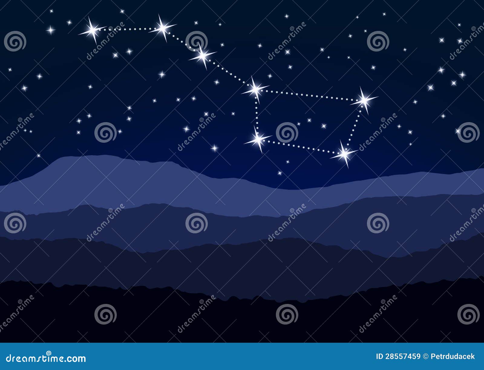Night Scene, Big Dipper Above Mountains Stock Illustration ...