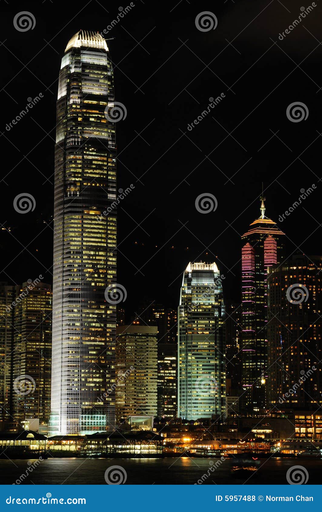 Night Scene of Business Buildings Stock Photo - Image of tourism ...