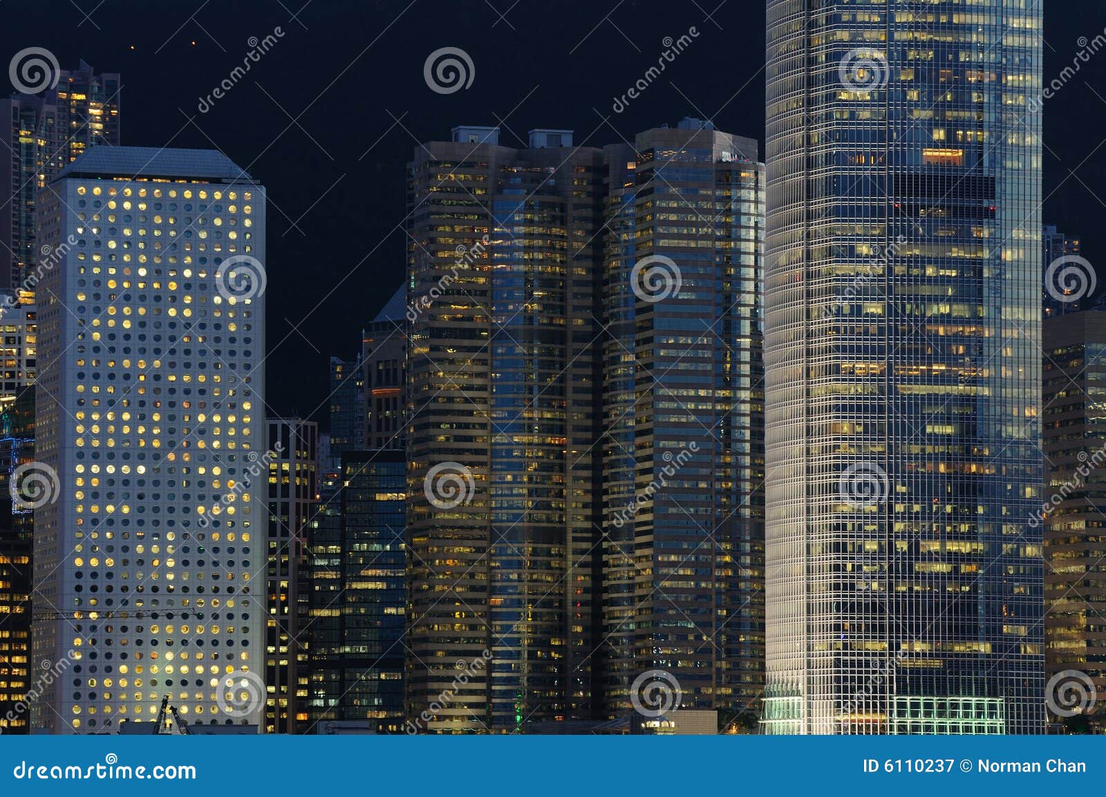 Night Scene of Business Buildings Stock Image - Image of urban ...