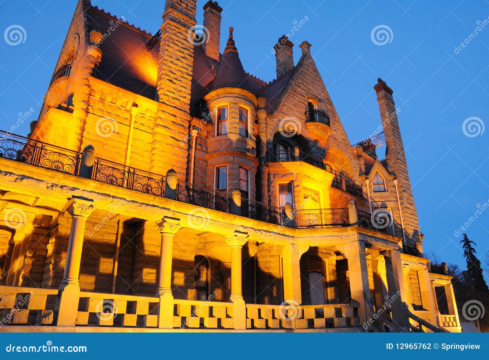Night scene of castle stock photo. Image of building - 12965762