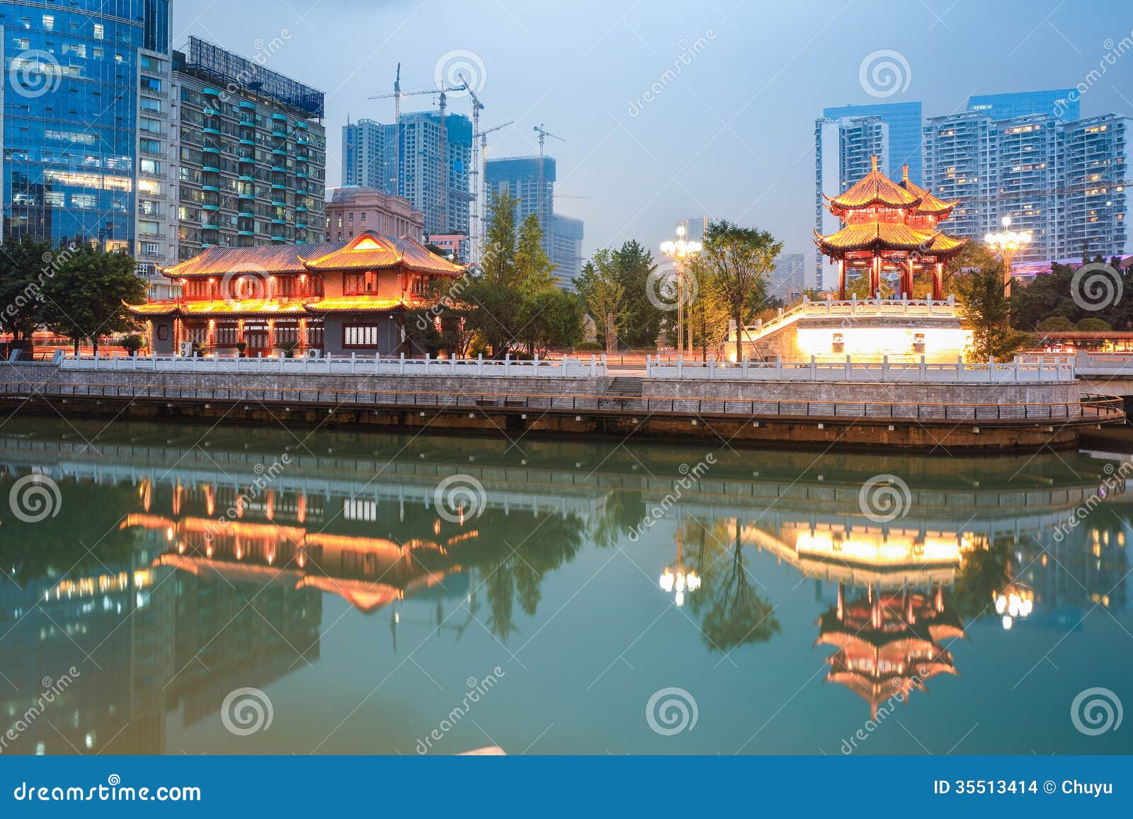 Night scene of chengdu stock photo. Image of china, beautiful - 35513414