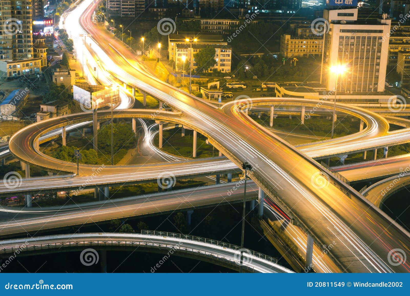Night Scene of City Overpass Stock Image - Image of city, comm: 20811549