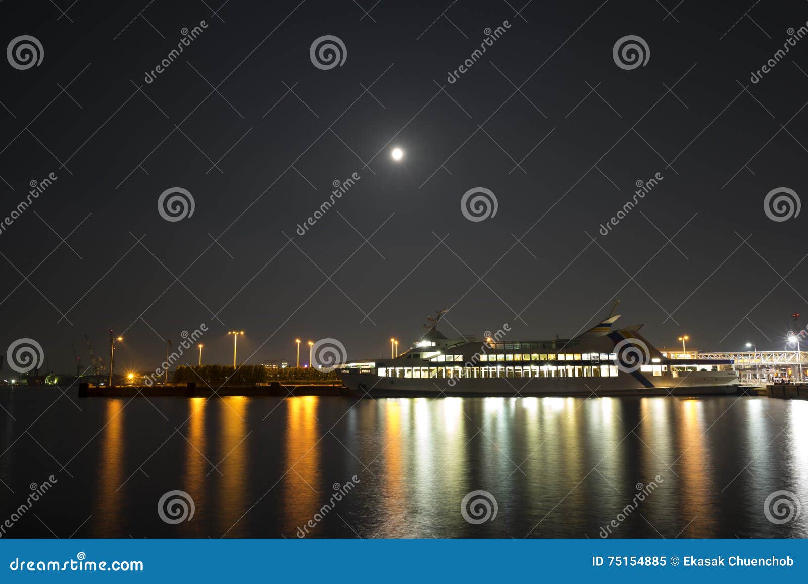Night scene ferry port 2 stock image. Image of pier, night - 75154885