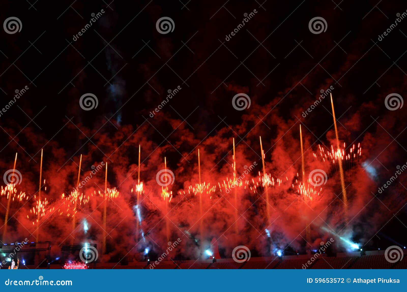 Night scene fire crackers stock photo. Image of electric - 59653572
