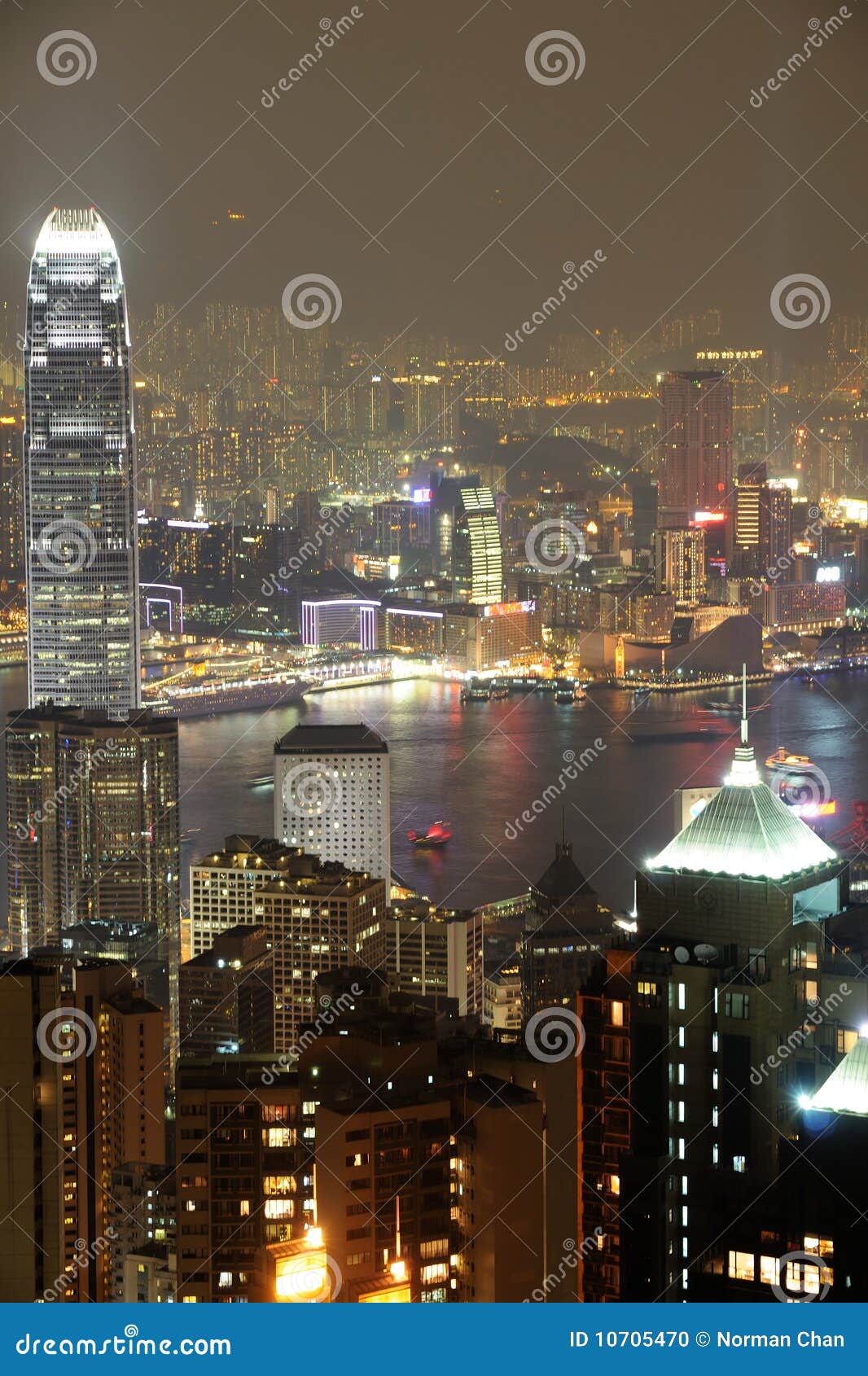 Night scene fo Hong Kong stock photo. Image of skyline - 10705470